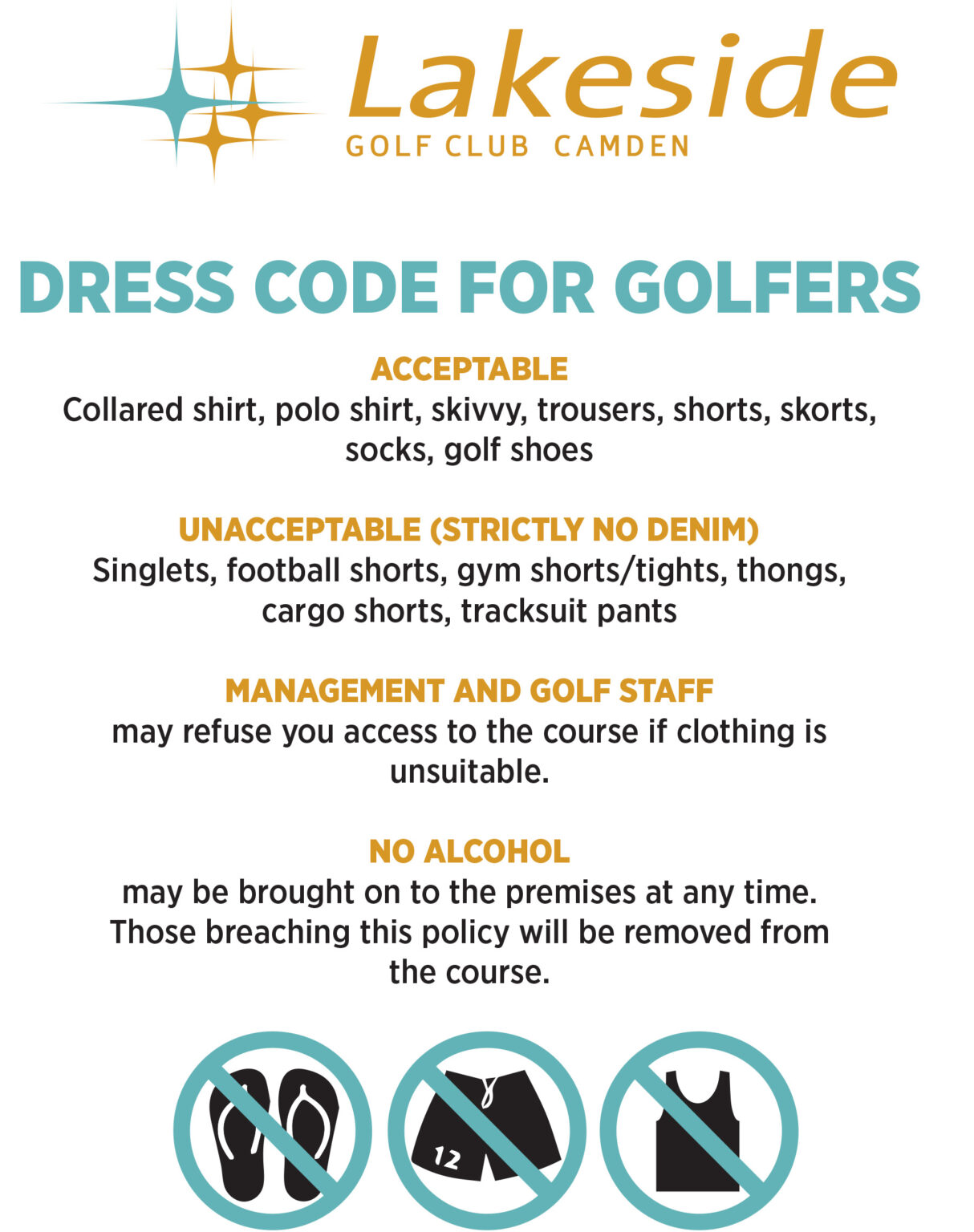 Dress Code for Golfers - Lakeside Golf Club Camden