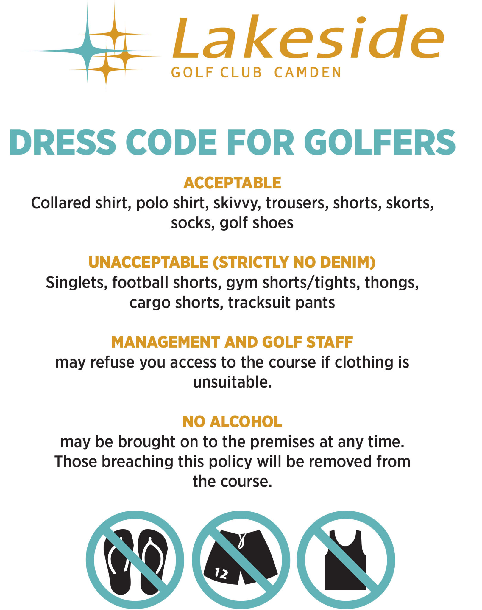 Dress Code for Golfers - Lakeside Golf Club Camden